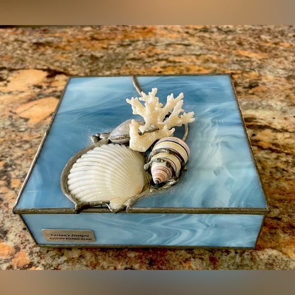 Accents | Vintage Stained Glass Seashell Trinket Box | Poshmark